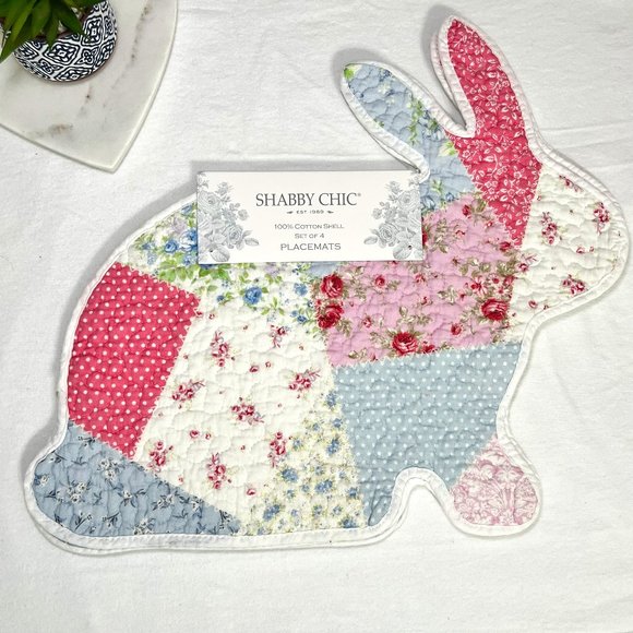 Shabby Chic | Dining | New 4 Shabby Chic Easter Bunny Quilted Placemats ...